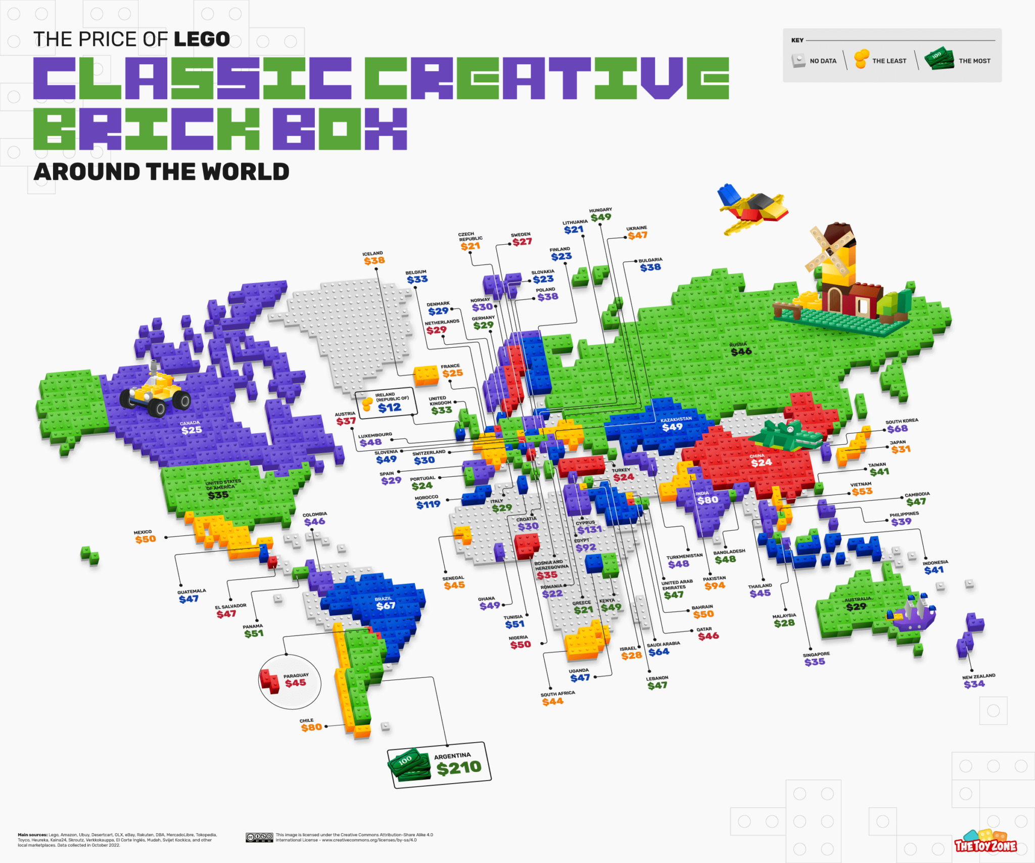The Countries that Pay the Most and Least for LEGO