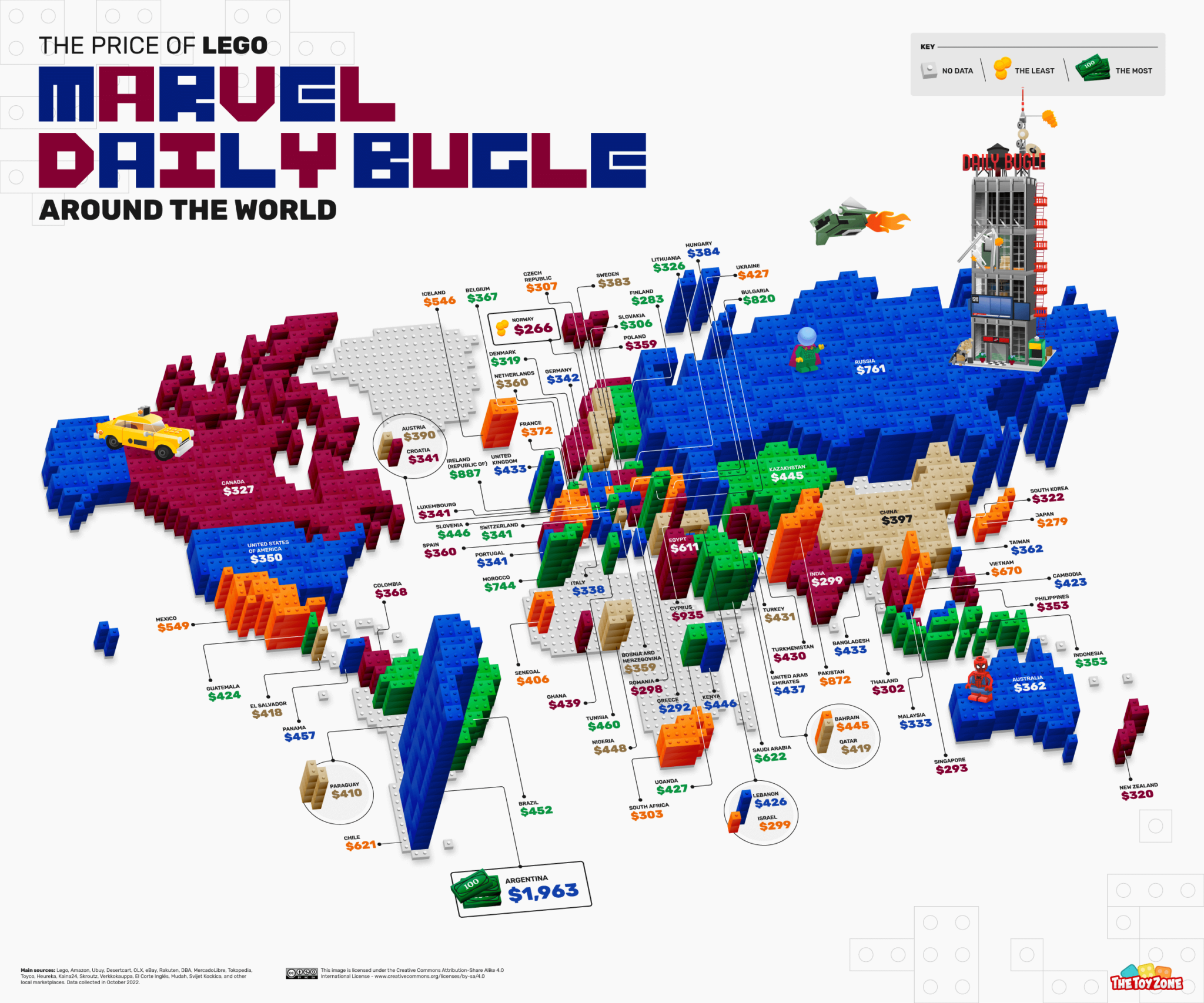 The Countries that Pay the Most and Least for LEGO